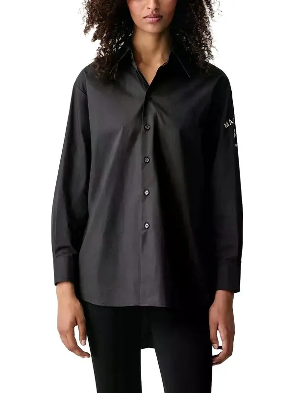MAISON MARGIELA Logo-print Button-down Cotton Shirt - Black