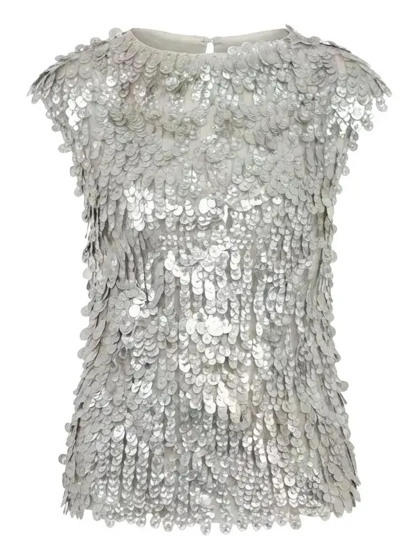 GEMY MAALOUF Sequin-embellished Sleeveless Top - Silver