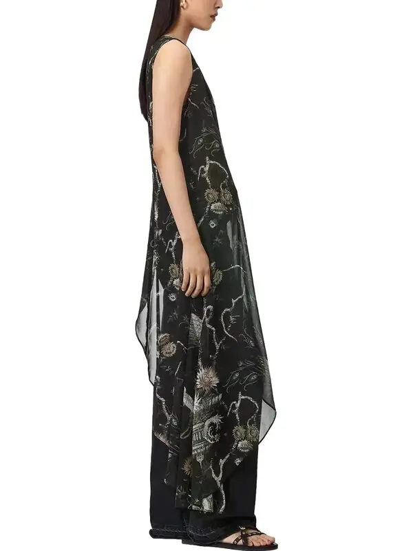 ALLSAINTS Enola Graphic-print Asymmetric Blouse - Black