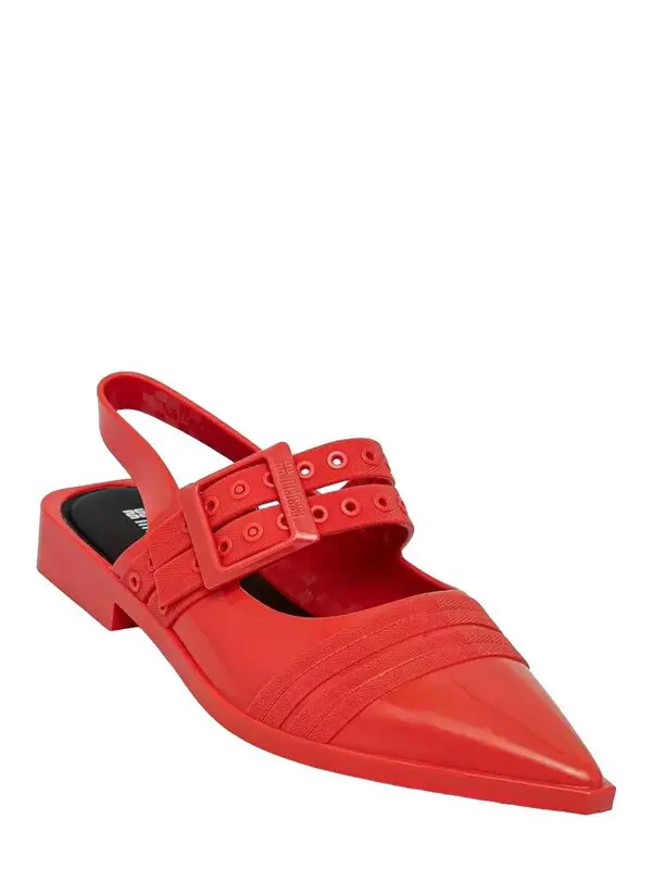 Melissa Ladylike Buckle-strap Pointed-toe Ballet Flats - Red