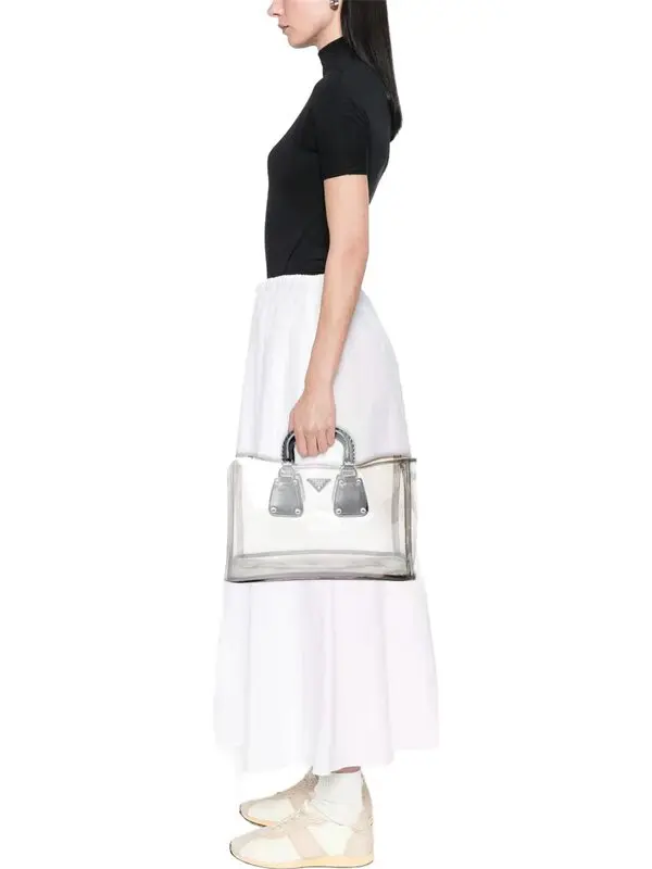 Prada 2000-2026 Spazzolato Trimmed Pvc Tote Bag - Black