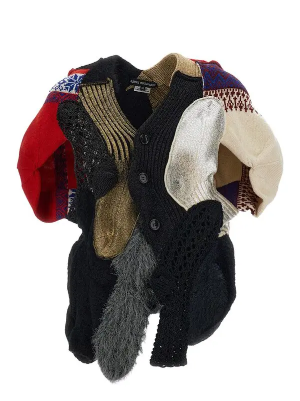 Junya Watanabe Cardigan Asimmetrico Patchwork - Multicolore
