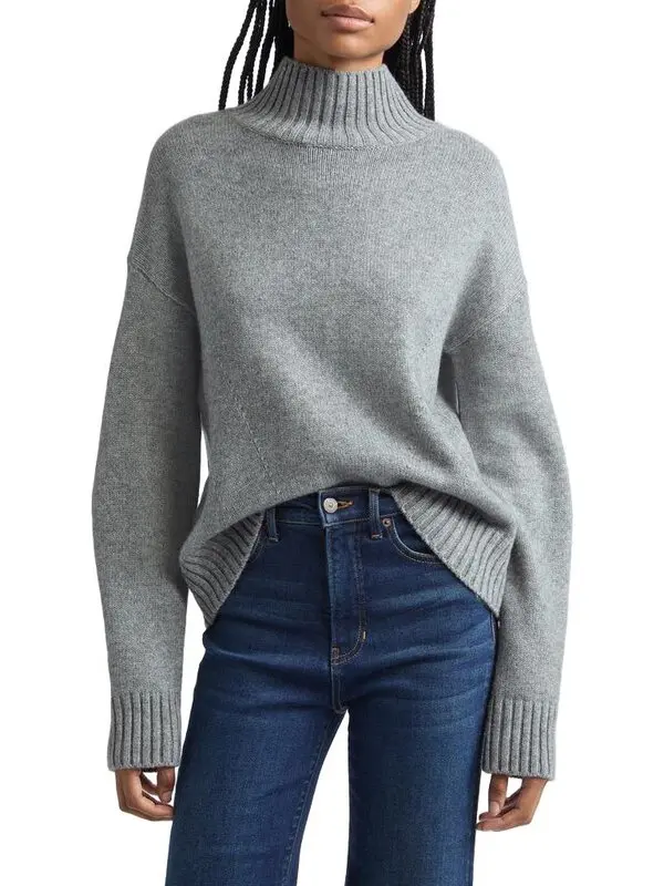 Veronica Beard Journey Merino Wool & Cashmere Sweater - Medium Heather Grey