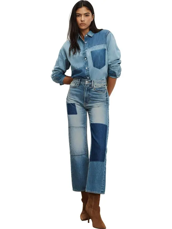 Veronica Beard Dylan Patchwork Straight-leg Jean - Time Lapse