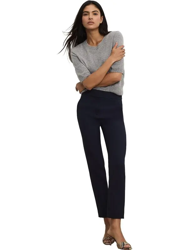 Veronica Beard Renzo Clean Waistband Pant - Navy
