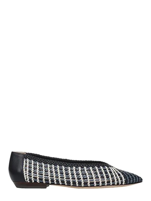 Veronica Beard Bancroft Woven Leather Flat - Blue Multi