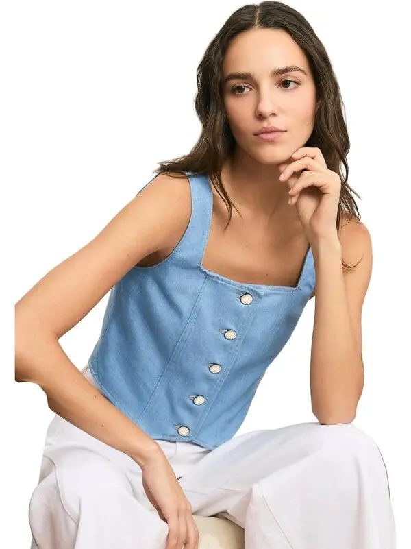 Veronica Beard Spensley Denim Vest - Bayside