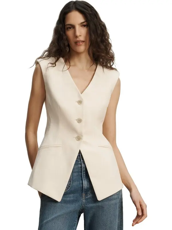 Veronica Beard Gillson Tailored Vest - Ecru