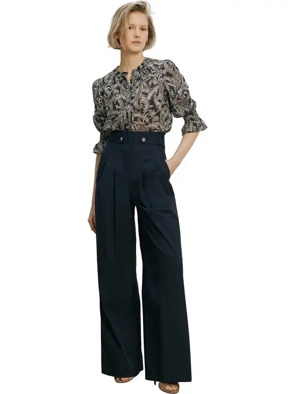 Veronica Beard Allman Wide-leg Pant - Navy