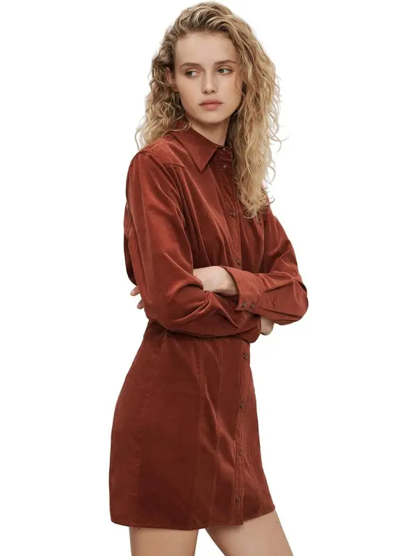 Veronica Beard Evren Corduroy Mini Dress - Rust
