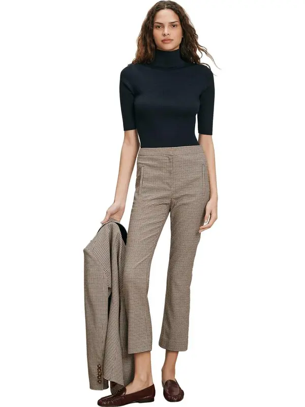Veronica Beard Arte Kick-flare Pant Rust Navy Multi - Rust/navy Multi