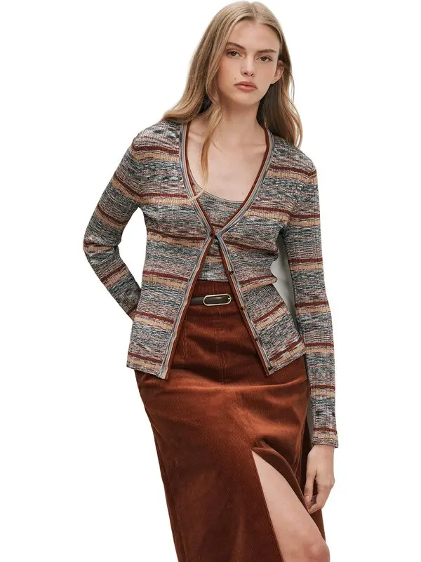 Veronica Beard Calliope Knit Cardigan - Rust Multi