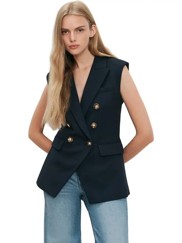 Veronica Beard Miller Tailored Vest - Navy