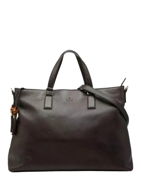 Gucci 2000-2015 Calfskin Bamboo Tassel Satchel - Brown