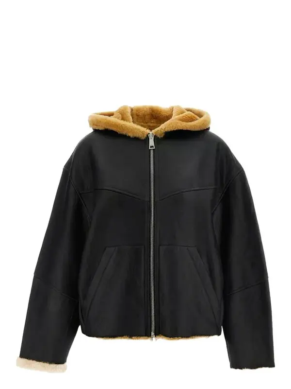 HALFBOY Reversible Hooded Shearling Jacket - Black