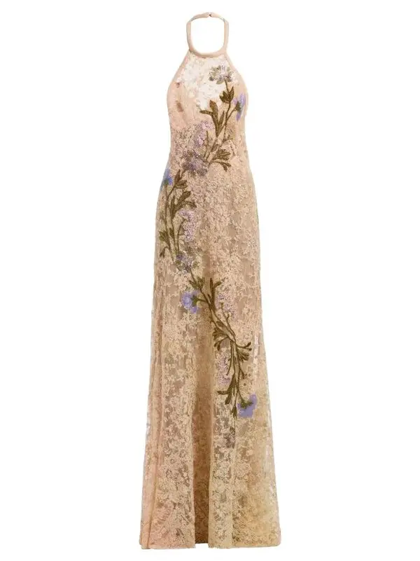 Elie Saab Bead-embroidered Maxi Dress - Neutrals