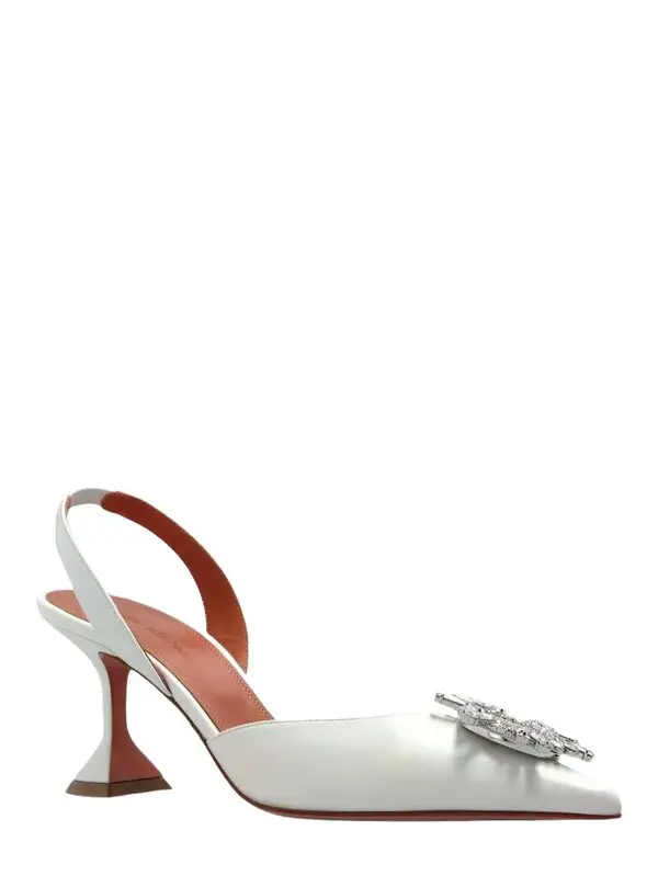 Amina Muaddi Begum Crystal-embellished Slingback Pumps - White