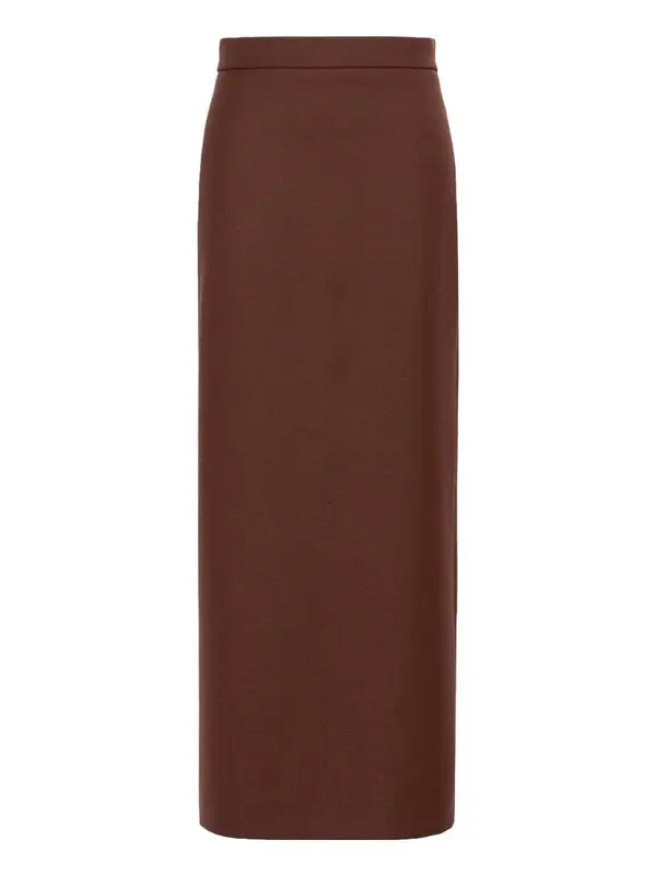 Max Mara Long Denim-effect Wool Skirt - Rust