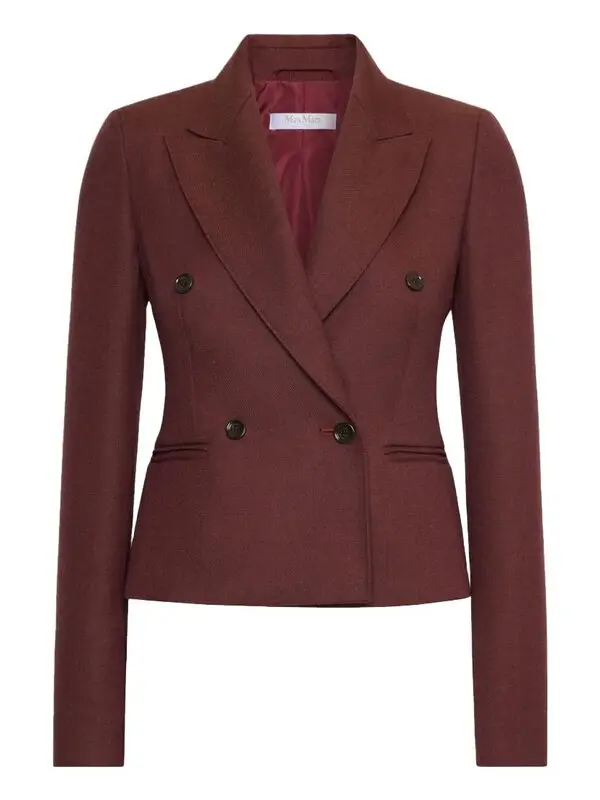 Max Mara Denim-effect Wool Double-breasted Jacket - Rust