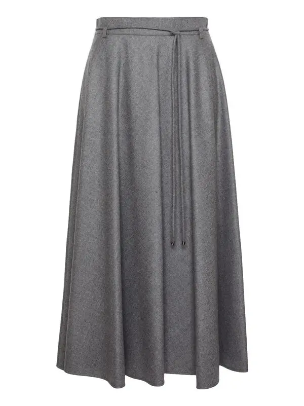Max Mara Flared Cashmere Foule Skirt - Medium Grey