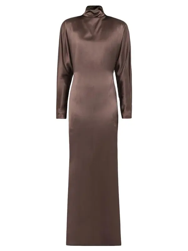 Max Mara Long Silk-satin Dress - Mud