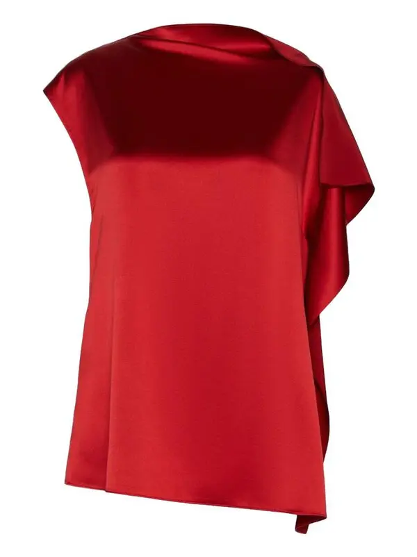 Max Mara Silk Top With Ruffle Detail - Ruby