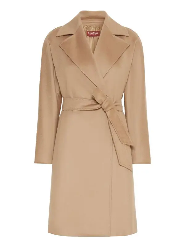 Max Mara Wool Broadcloth Robe Coat - Camel