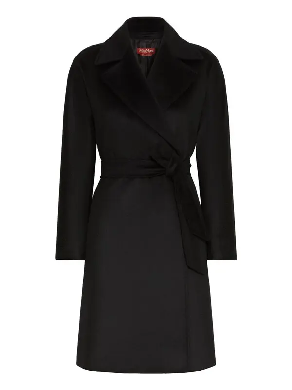 Max Mara Wool Broadcloth Robe Coat - Black
