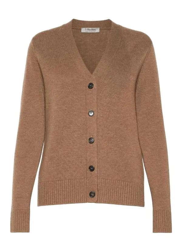 Max Mara Mannish Wool Yarn Cardigan - Camel