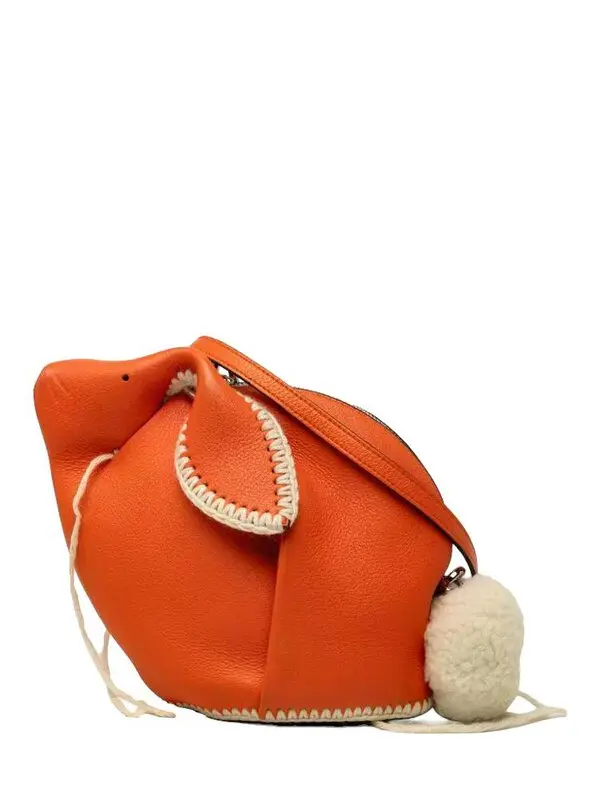 Loewe 2018 Mini Calfskin Stitched Bunny Crossbody Bag - Orange