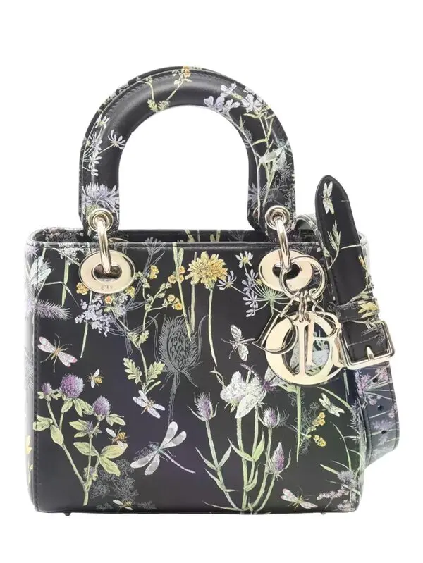 Dior 2015-2026 Small Calfskin Florilege Lady Satchel - Black