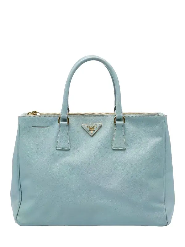 Prada 2010-2026 Large Saffiano Lux Galleria Double Zip Satchel Tote Bag - Blue