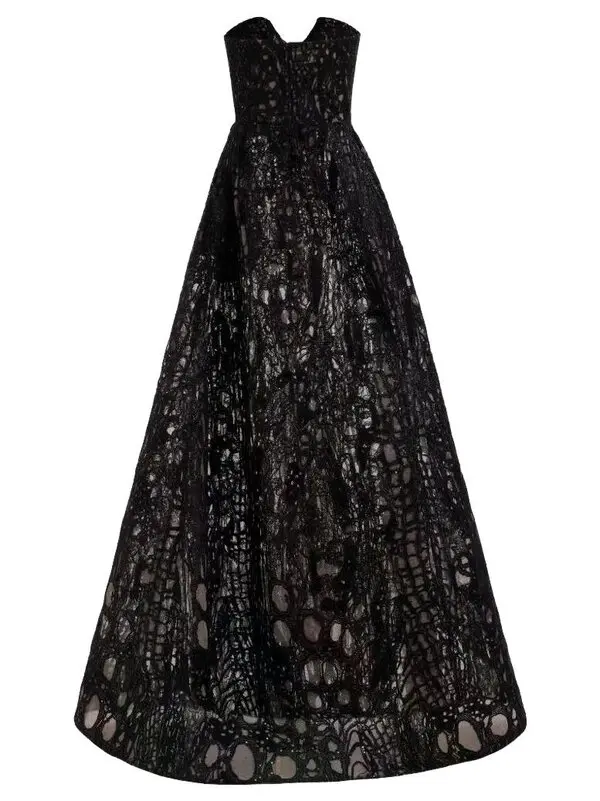 Elie Saab Sequin-embroidered Maxi Dress - Black