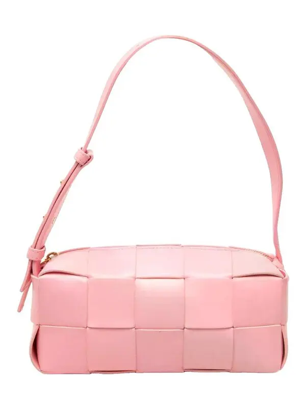 Bottega Veneta 2012-2026 Small Lambskin Intrecciato Brick Cassette Shoulder Bag - Pink