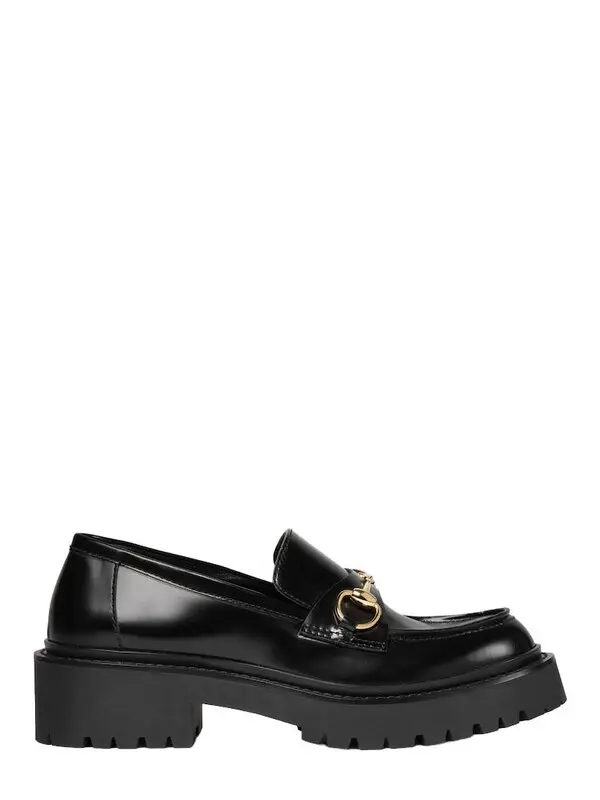 Gucci Loafer With Horsebit And Lug Sole Leather - Black