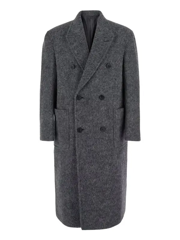 COOR Double-breasted Brushed-finish Coat - Grey