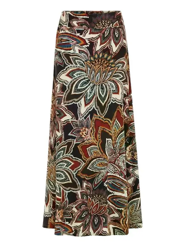 Farm Rio Floral-print Long Skirt - Brown