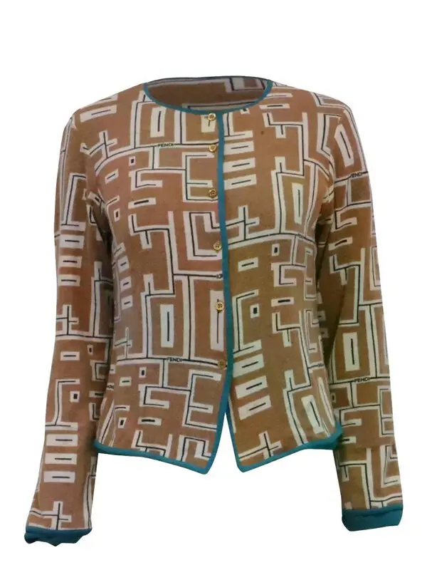 Fendi Ff Logo Button-down Sweater - Brown