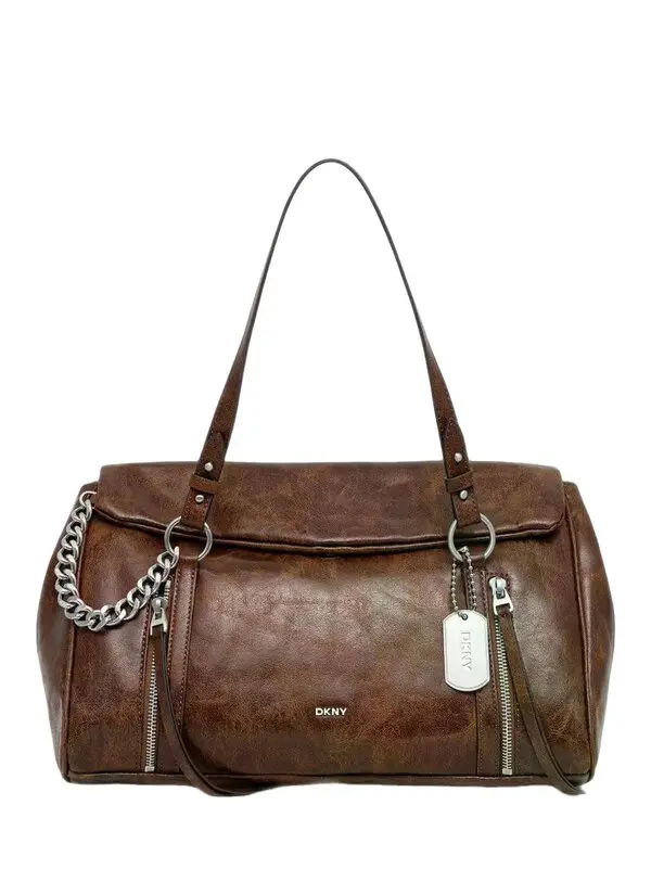 Dkny Chain-detail Zip-fastening Tote Bag - Brown