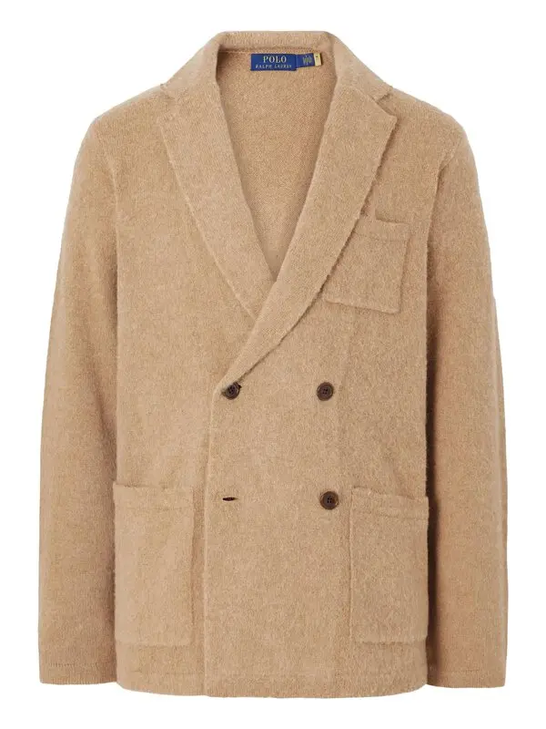 Polo Ralph Lauren Double-breasted Wool And Cashmere-blend Cardigan - Beige