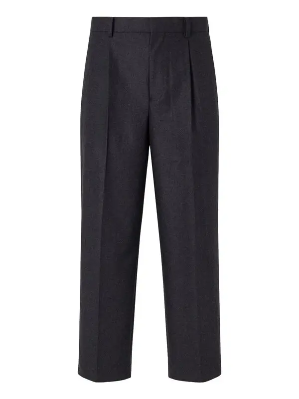 ATON Pleated Straight-leg Merino Wool Suit Trousers - Gray