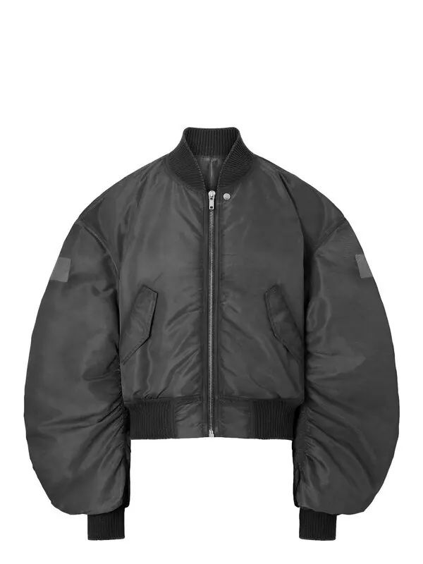 Rick Owens Cropped Appliquéd Shell Bomber Jacket - Gray