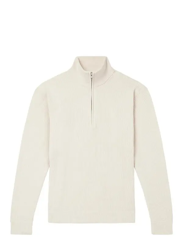 Nn07 Danny 6429 Ribbed Chenille Half-zip Sweater - Neutrals