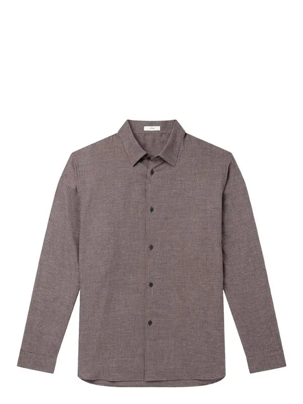 ATON Checked Cotton And Yak-blend Shirt - Brown