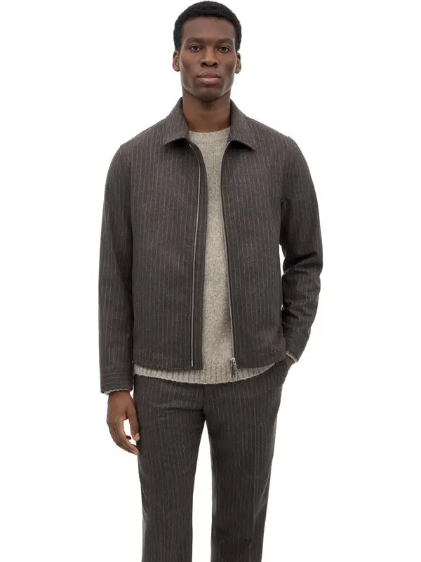Tiger Of Sweden Barnaby C Pinstripe Shirt Jacket - Mud