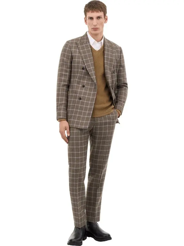Tiger Of Sweden Tense Swedish Wool Plaid Trousers - Coffee