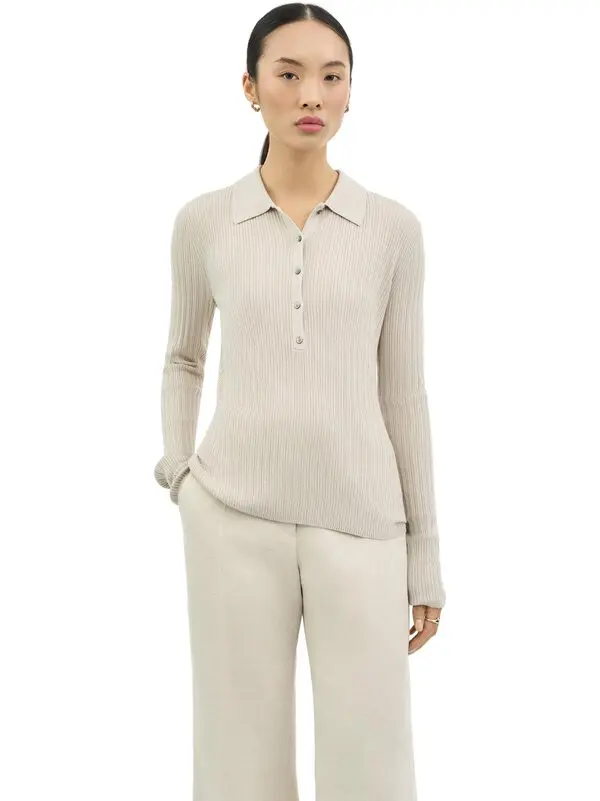 Tiger Of Sweden Isla Knitted Ribbed Polo - Eggshell