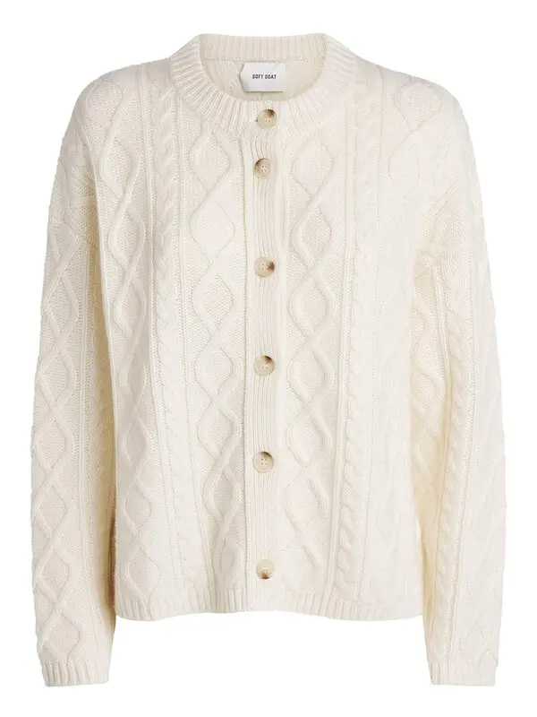 Soft Goat Cashmere Cable-knit Cardigan - Ivory