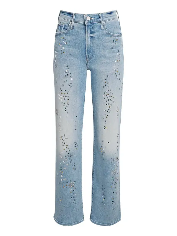 MOTHER Embellished The Kick It Straight Jeans - Blue