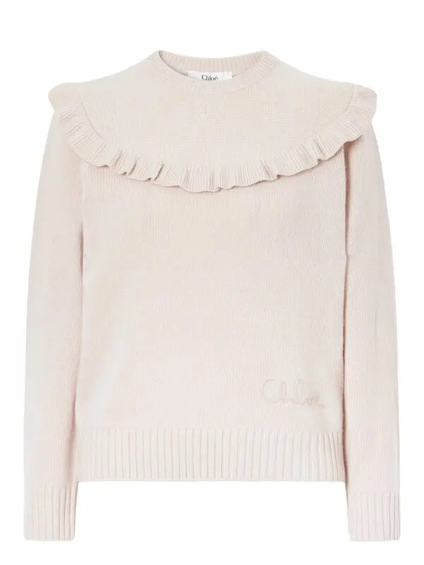 Chloé Ruffled Cashmere And Wool-blend Sweater - Neutrals